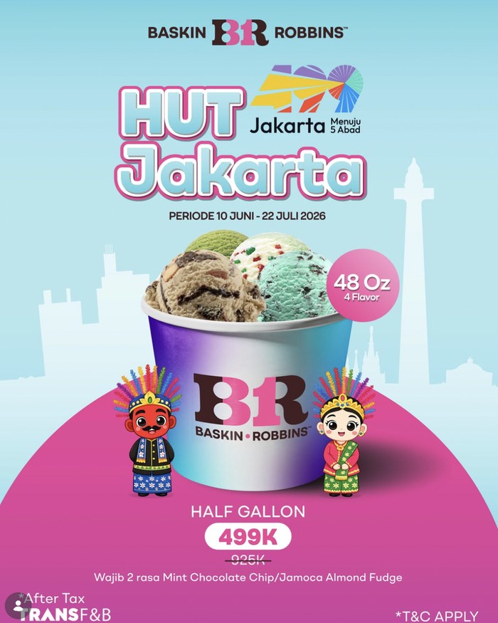 Spesial HUT Jakarta! Baskin Robbins Half Gallon Hanya Rp 499 Ribu