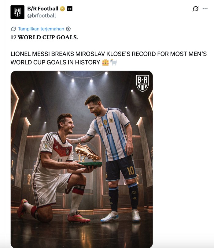 Meme Lionel Messi Dikasih Mahkota oleh Miroslav Klose