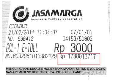 Heboh, Struk Tol Bersaldo Rp 1,7 Miliar