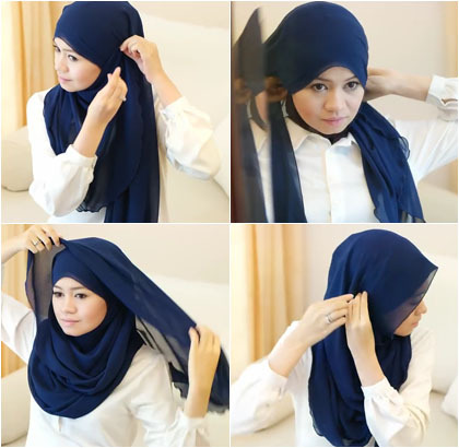 Hijab Style: Tutorial Hijab Menutup Dada Menggunakan Scarf Sifon Panjang