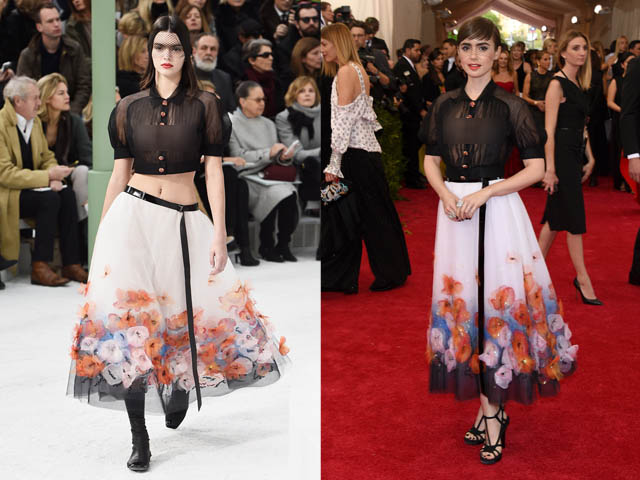 Siapa Lebih Cocok Kenakan Baju Menerawang Ini, Kendall atau Lily Collins?
