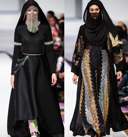 Model dengan Cadar Rantai dan Transparan Tampil di Malaysia Fashion Week