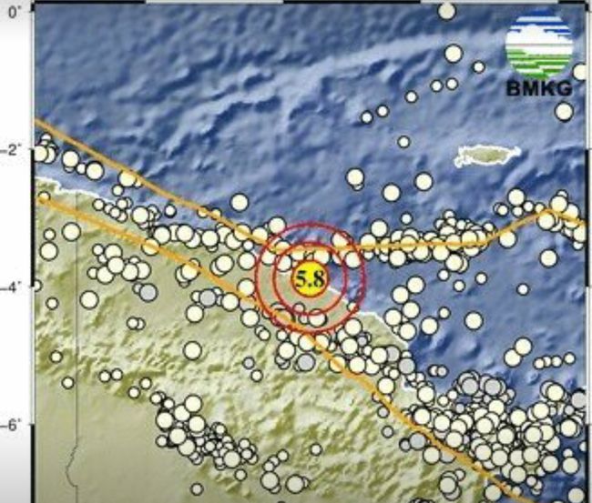 Breaking News: Gempa Bumi Lagi, Guncang Papua Magnitudo 5,8